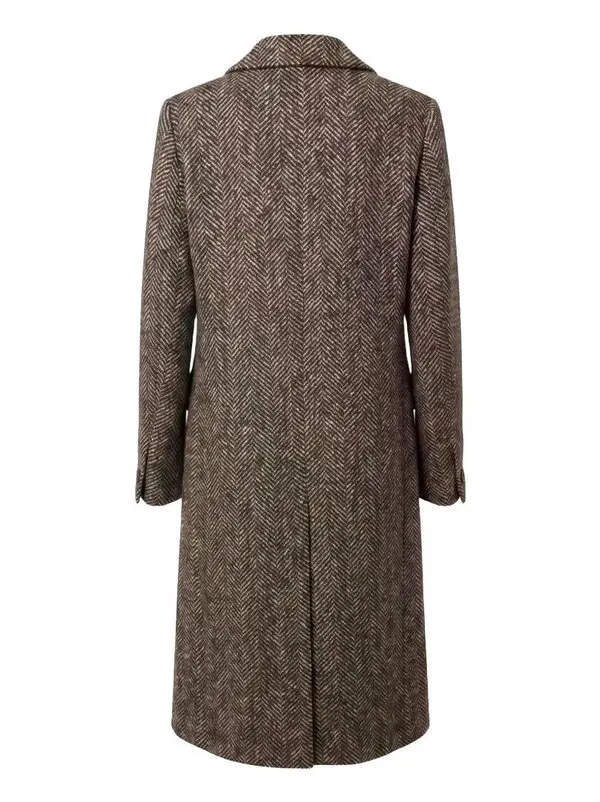 Tagliatore Herringbone Wool Coat - Brown