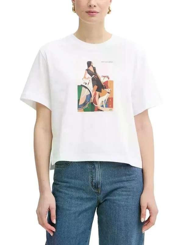 TRUSSARDI Graphic Print Side-slit T-shirt - White