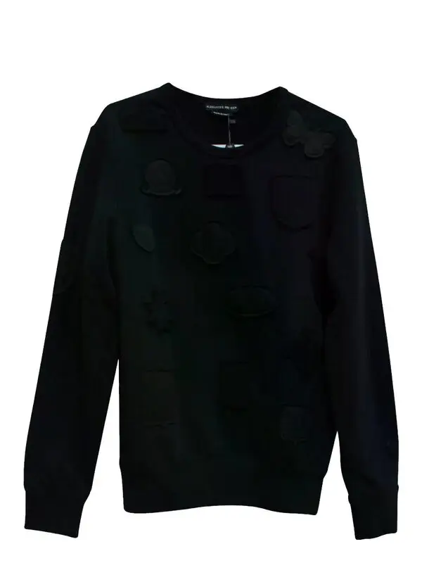 Alexander McQueen Cotton Badge Motif Sweater - Black
