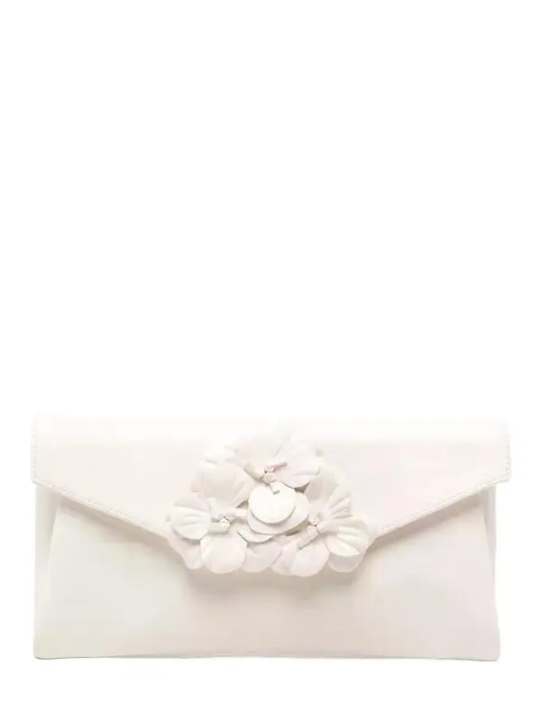 TWENTY FOURHAITCH Floral Appliqué Envelope Shoulder Bag - White