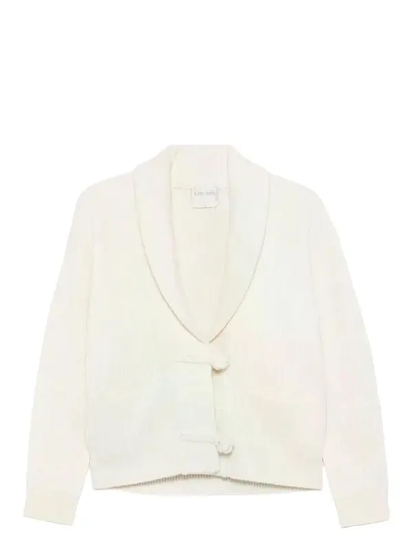 FORTE_FORTE Ribbed Knit Shawl Collar Cardigan - Neutrals
