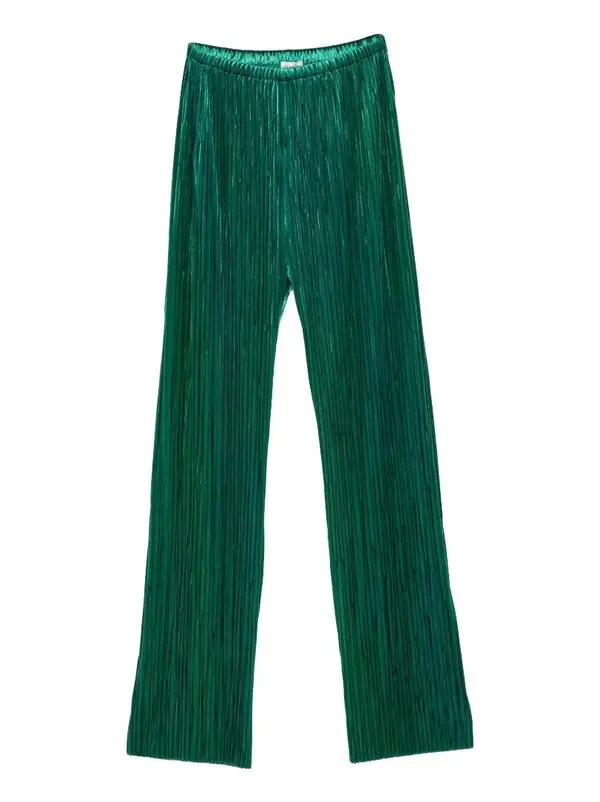 FORTE_FORTE Pleated Satin Finish Trousers - Green