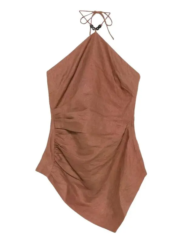 Faithfull The Brand Amaia Bead-embellished Ruched Cami Top - Brown