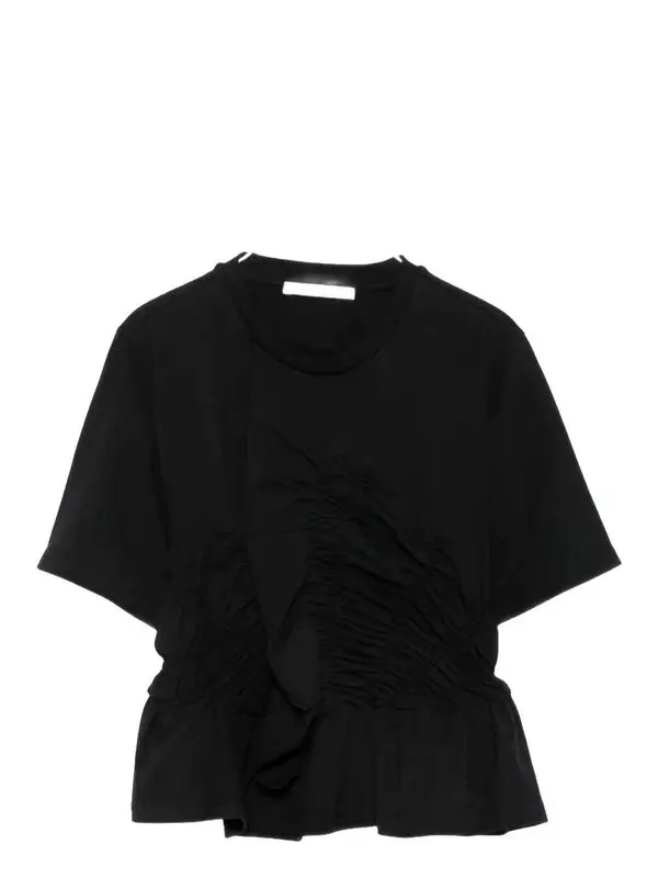 Cecilie Bahnsen Windflower Embroidered Peplum T-shirt - Black