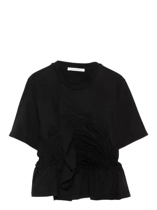 Cecilie Bahnsen Windflower Embroidered Peplum T-shirt - Black