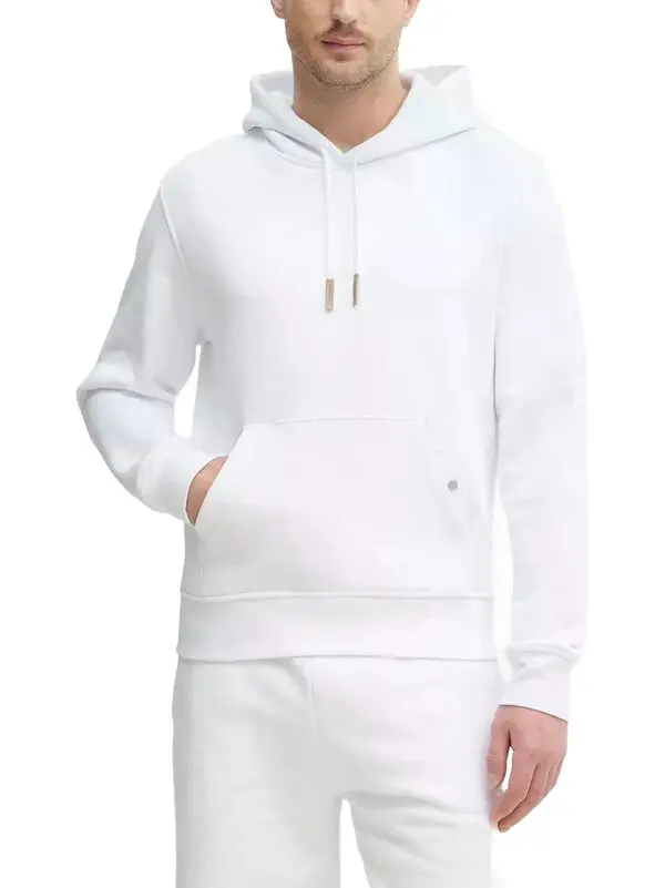 TRUSSARDI Long Sleeve Hoodie With Embroidered Logo - White