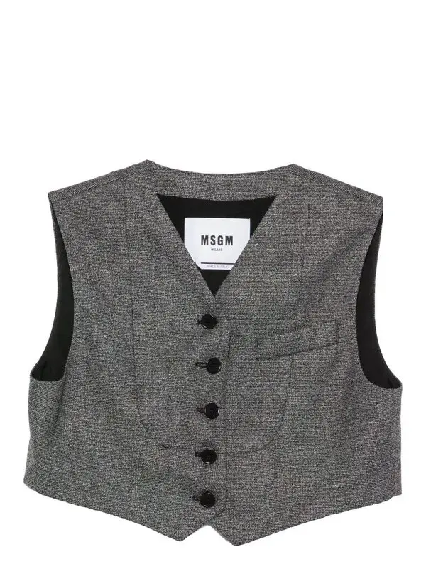MSGM Cropped Button-up Waistcoat - Grey