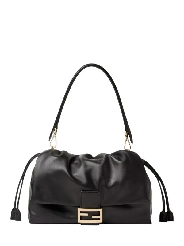 Fendi Baguette Leather Shoulder Bag - Black