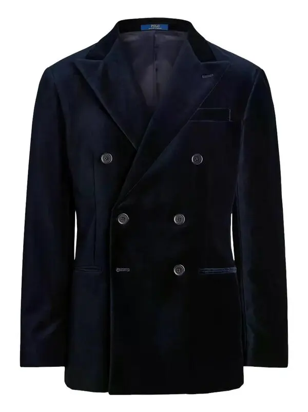 Polo Ralph Lauren Velvet Double-breasted Blazer - Blue