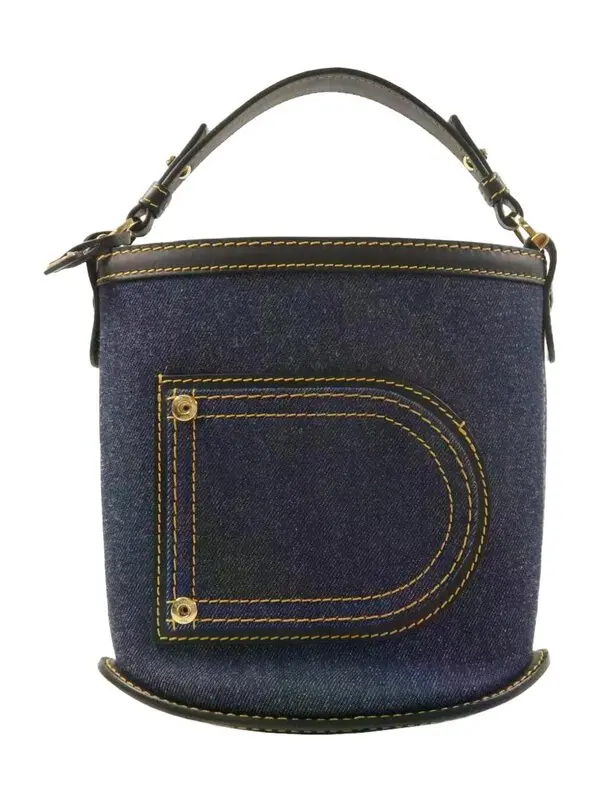 Delvaux Mini Pin Denim Bucket Bag - Blue