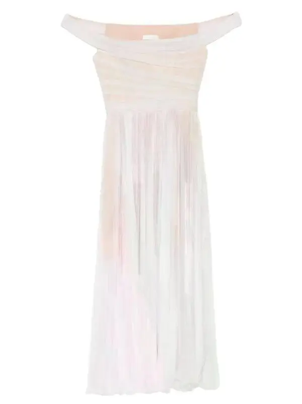 MONTSAND Off-shoulder Pleated Midi Dress - Purple