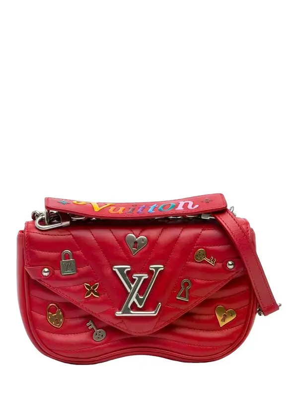 LOUIS VUITTON 2018 Limited Edition Embellished New Wave Love Lock Chain Bag Pm Satchel - Red