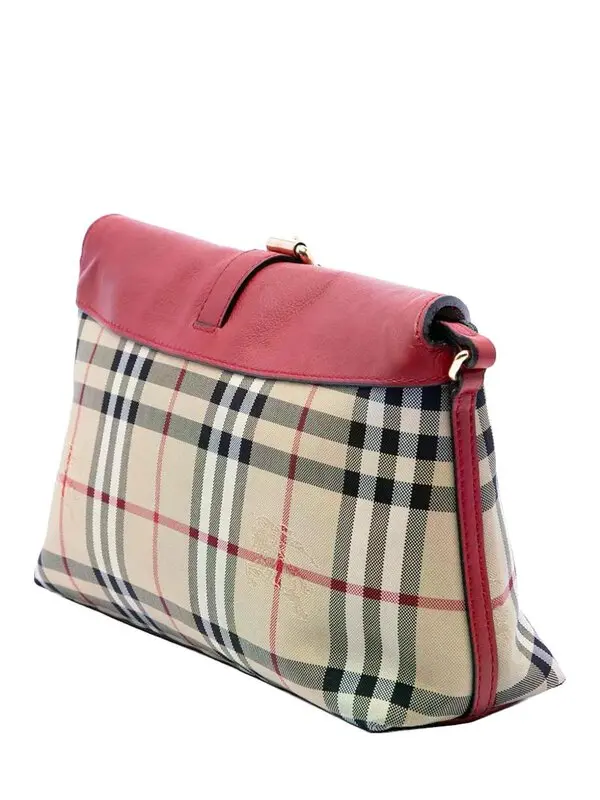 Burberry Haymarket Check Canvas Leah Crossbody Bag - Red