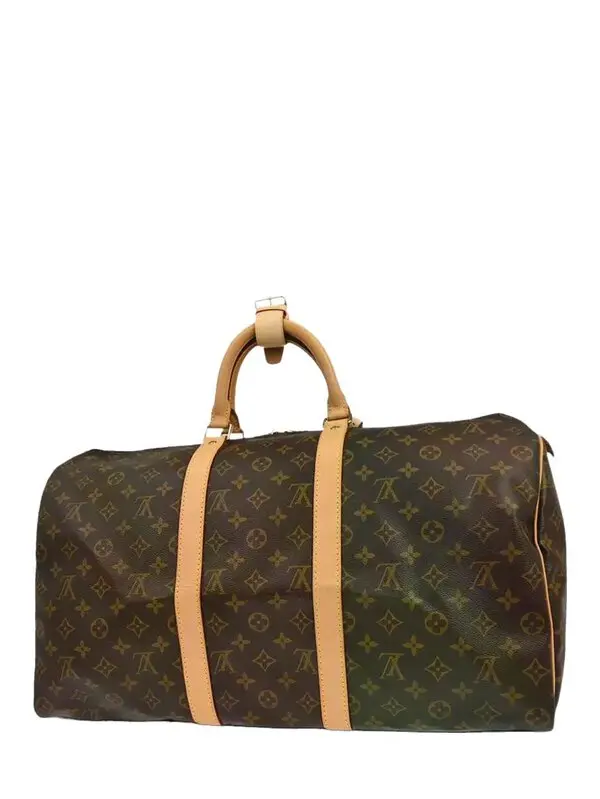 LOUIS VUITTON Monogram Keepall Duffle Bag - Brown