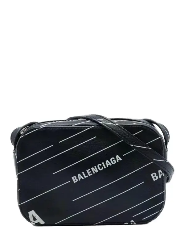 Balenciaga Leather Logo Print Camera Bag Xs Crossbody - Black