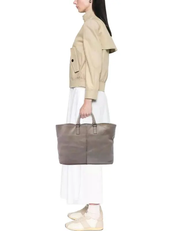 Bottega Veneta Calfskin Intrecciato Handle Tote Bag - Brown