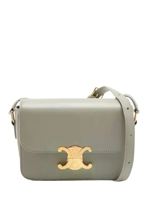 Celine Shiny Calfskin Triomphe Crossbody Bag - Grey