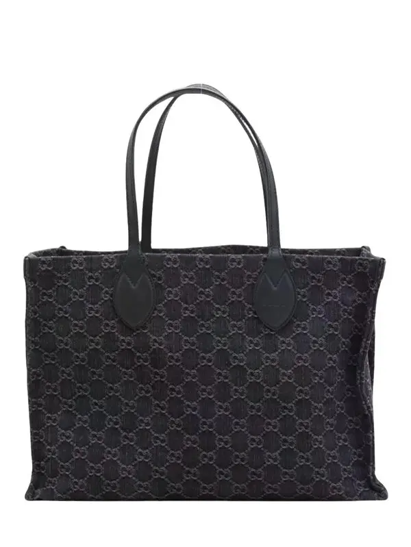 Gucci Large Gg Denim Ophidia Tote Bag - Black