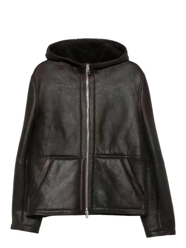 DONDUP Hooded Shearling Jacket - Brown