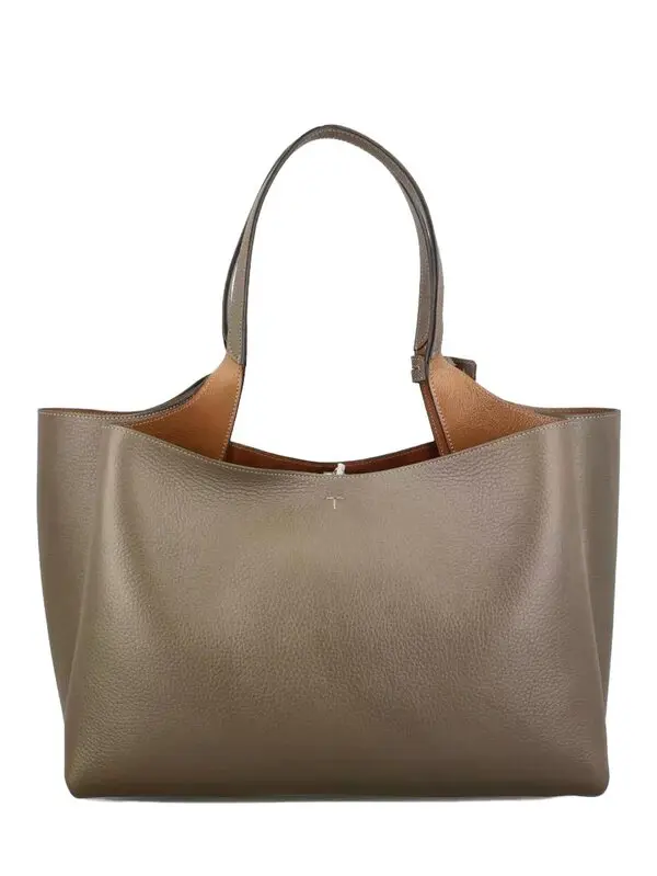 TOD'S Medium Leather Bag With T Timeless Pendant - Neutrals