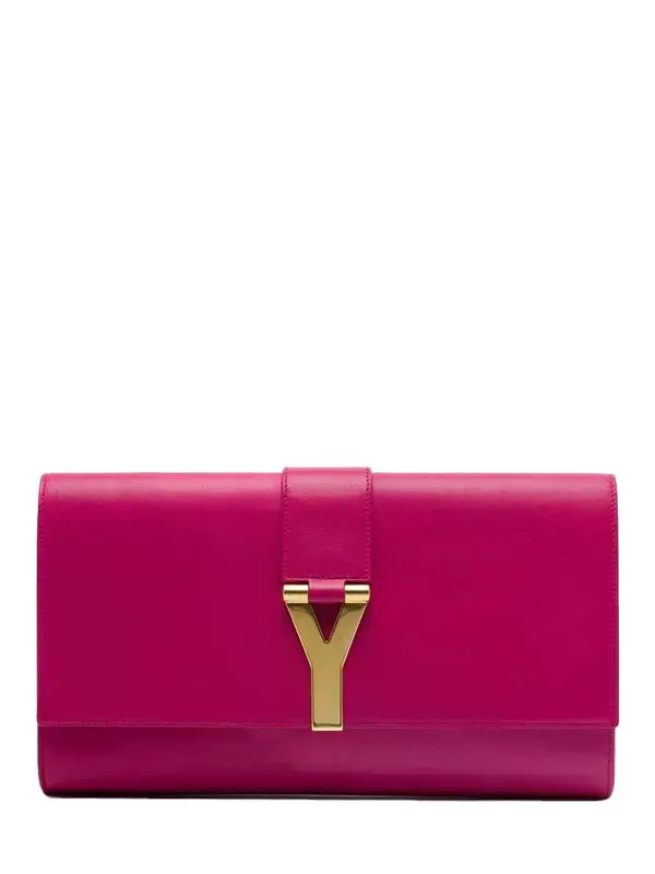 Saint Laurent Leather Chyc Ligne Clutch Bag - Pink