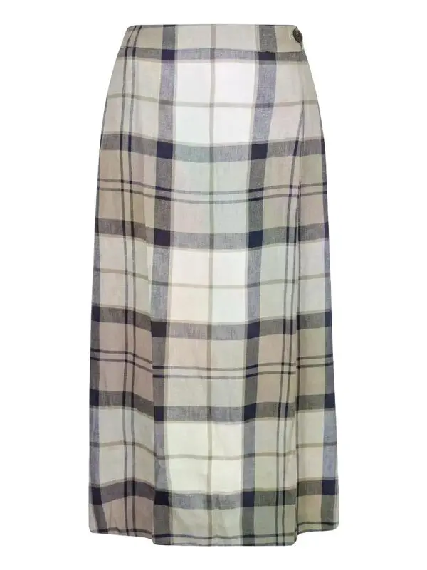 Barbour Ballina Tartan Midi Skirt - Neutrals