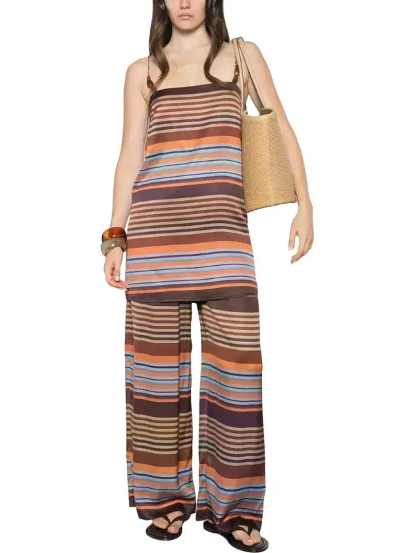 Faithfull The Brand Jensen Striped Wide Leg Trousers - Brown