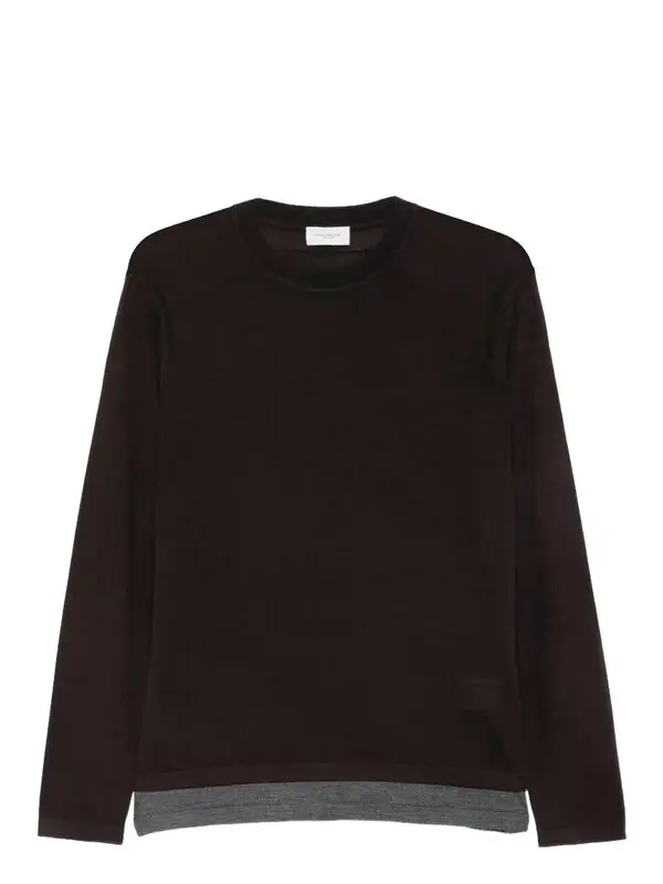 PAOLO PECORA Crew-neck Long-sleeve Knit - Brown