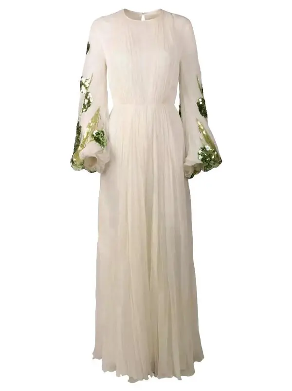 Valentino Garavani Embellished Pleated Maxi Dress - Neutrals