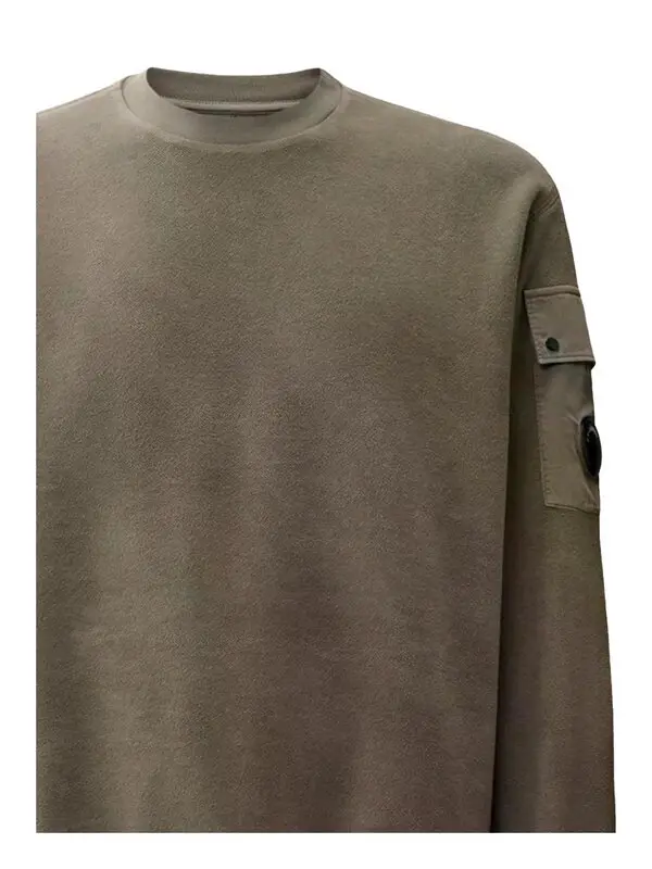 C.P. COMPANY Cotton Crew Neck Sweater With Lens Detail Pocket - Green