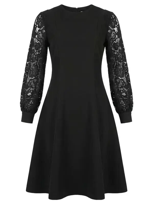 Valentino Garavani Lace-sleeve Mini Dress - Black