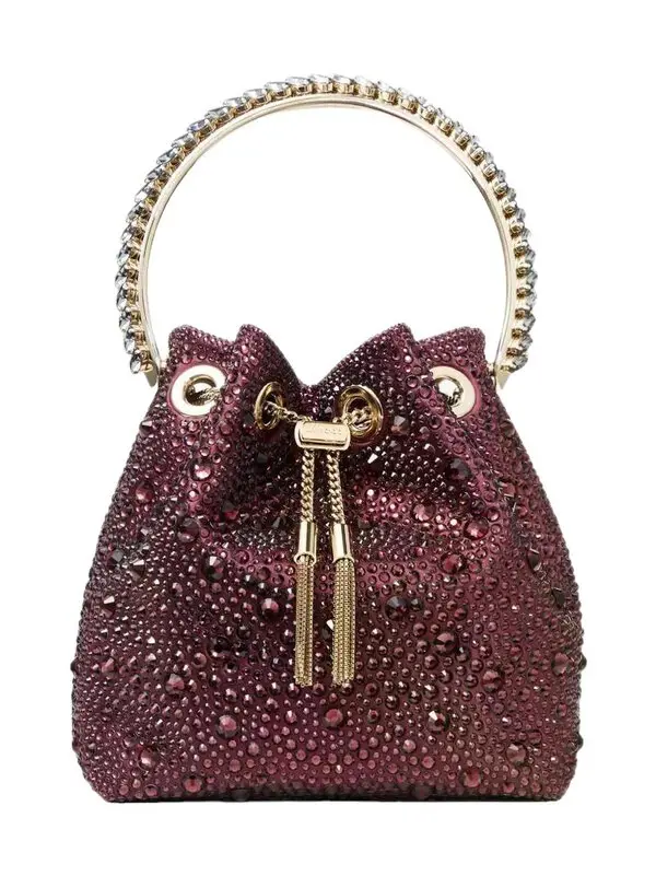 JIMMY CHOO Bon Bon Bucket Bag With Crystal Handle - Red