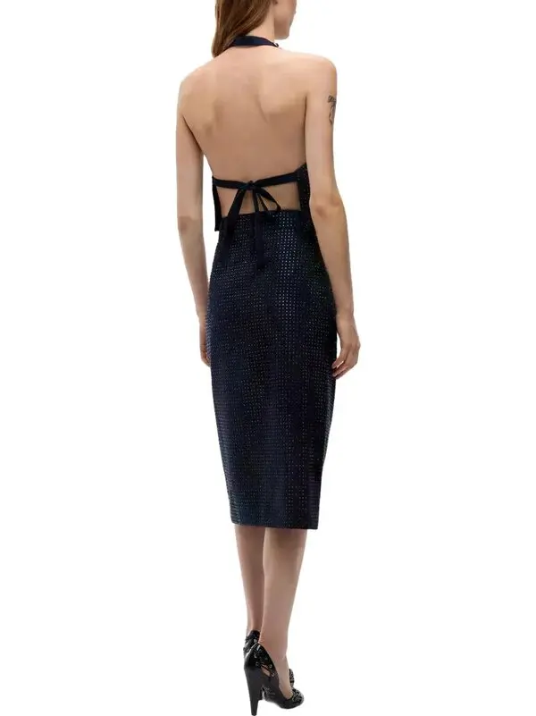 Pinko Rhinestone Embellished Halterneck Top - Blue
