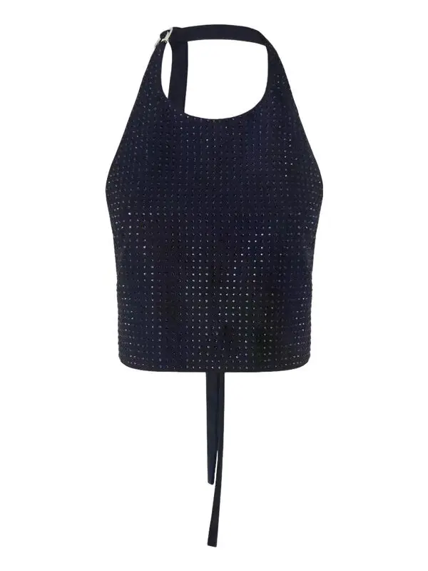 Pinko Rhinestone Embellished Halterneck Top - Blue