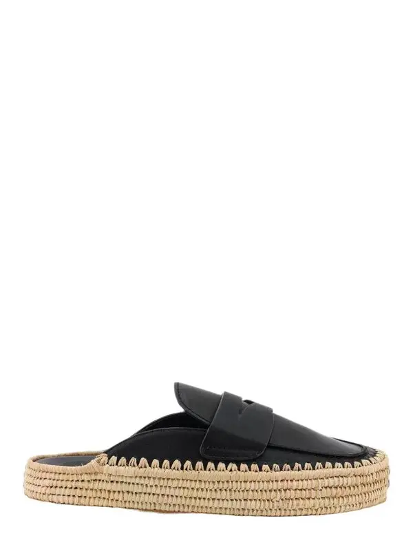 PALOMA BARCELO Belinda Raffia Platform Mules - Black