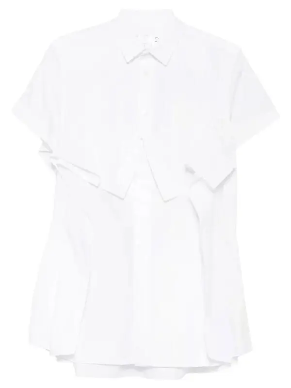 Sacai Ruffled-detail Short-sleeve Mini Dress - White