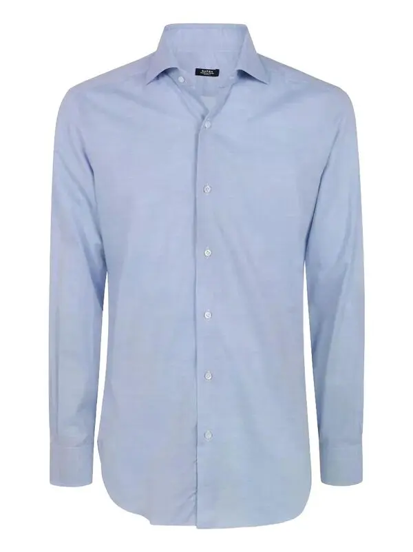 BARBA NAPOLI Herringbone-weave Long-sleeve Shirt - Blue