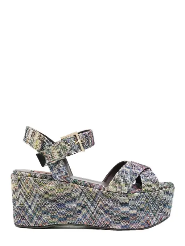 Missoni Zigzag-knit Platform Sandals - Blue