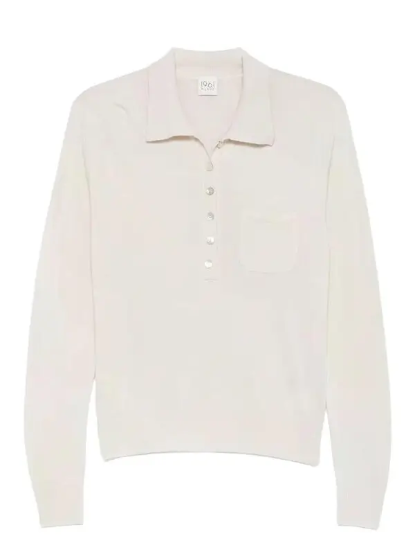 19.61 MILANO Miura Button-up Chest-pocket Polo Top - Neutrals