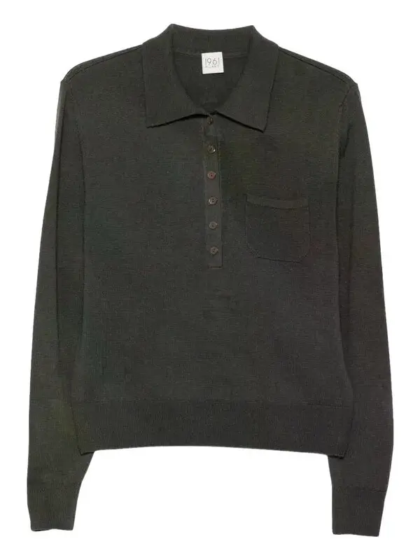 19.61 MILANO Fine Knit Polo Top - Green