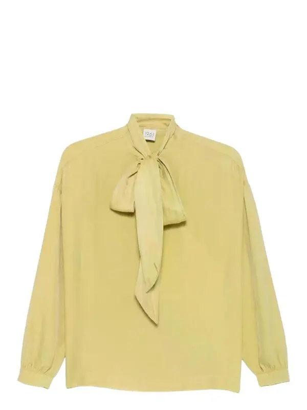 19.61 MILANO Pussy-bow Long Sleeve Blouse - Green