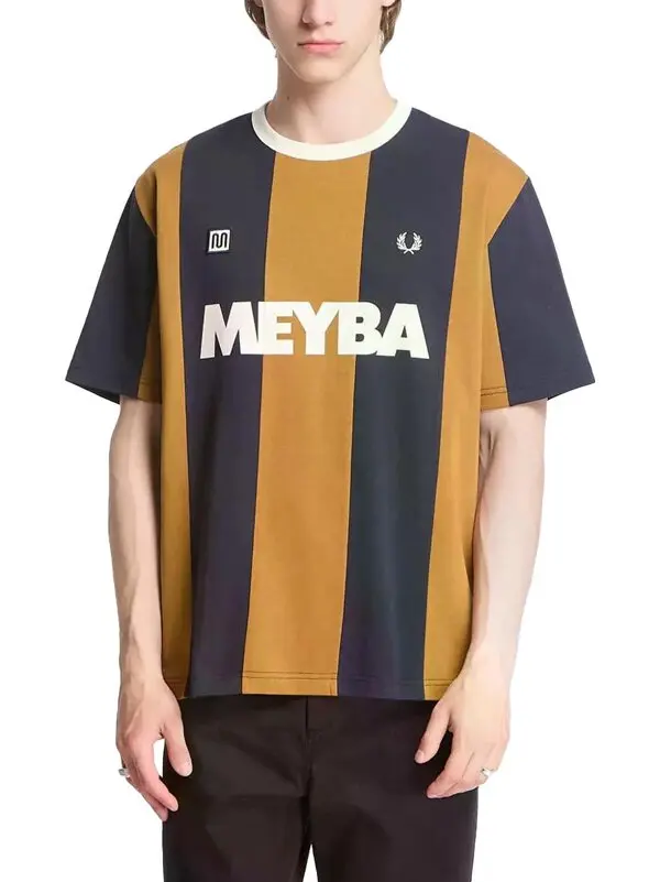 Fred Perry Vertical-stripe Logo-print T-shirt - Brown