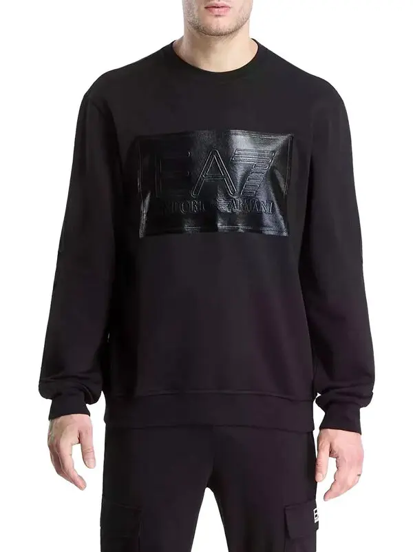 EA7 Logo Patch Long Sleeve Sweater - Black