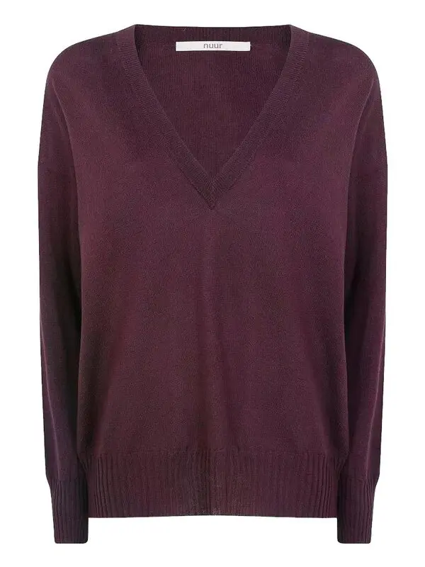 NUUR V-neck Wool Sweater - Purple