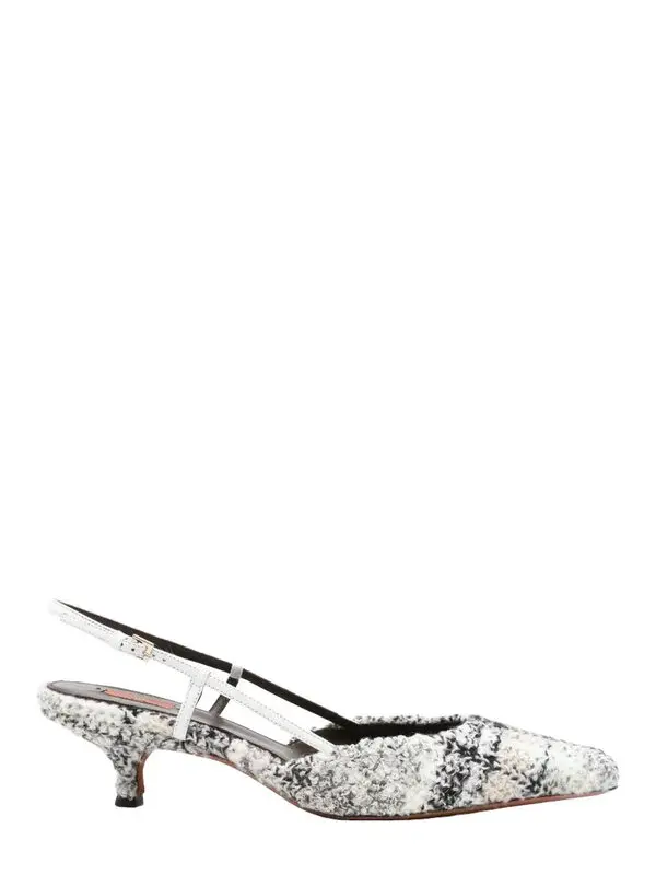 Missoni Fiona Heeled Pumps With Checked Pattern And Buckle-fastening Slingback Strap - White