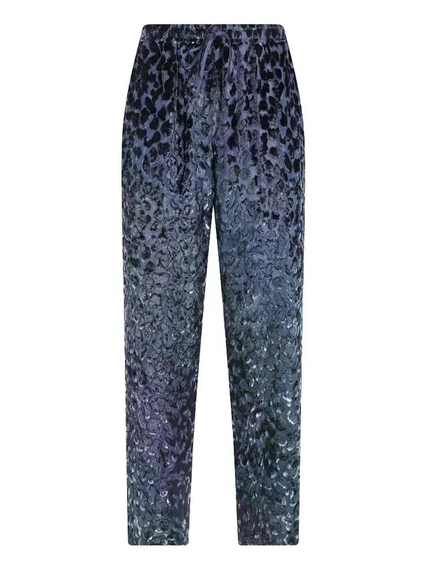PIERRE-LOUIS MASCIA Leopard Pattern Devoré Effect Trousers - Grey