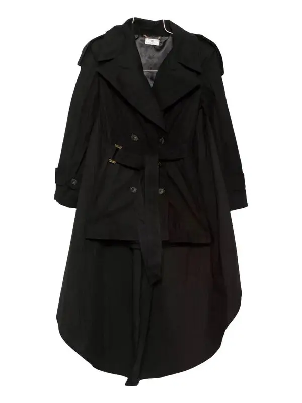 Elisabetta Franchi Belted Cape-panel Coat - Black
