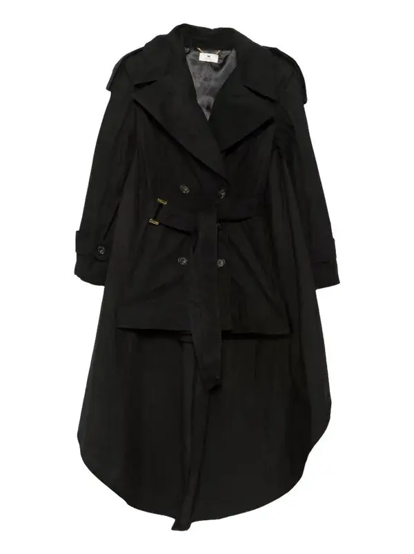 Elisabetta Franchi Belted Cape-panel Coat - Black
