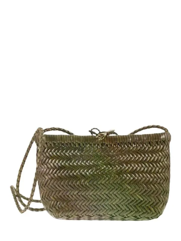Dragon Minsu Woven Leather Shoulder Bag - Brown