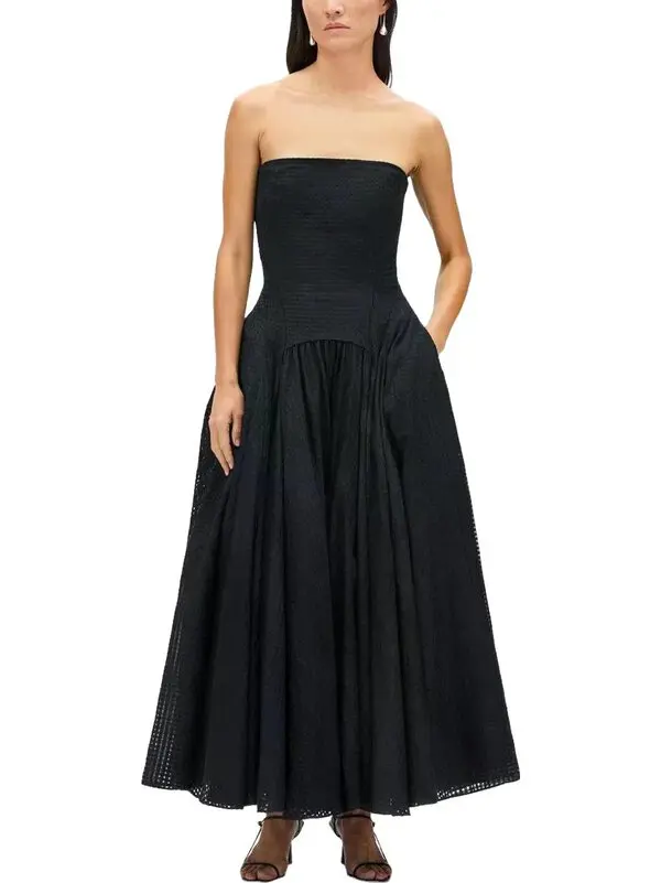 Another Tomorrow Strapless Gingham Check Maxi Dress - Black